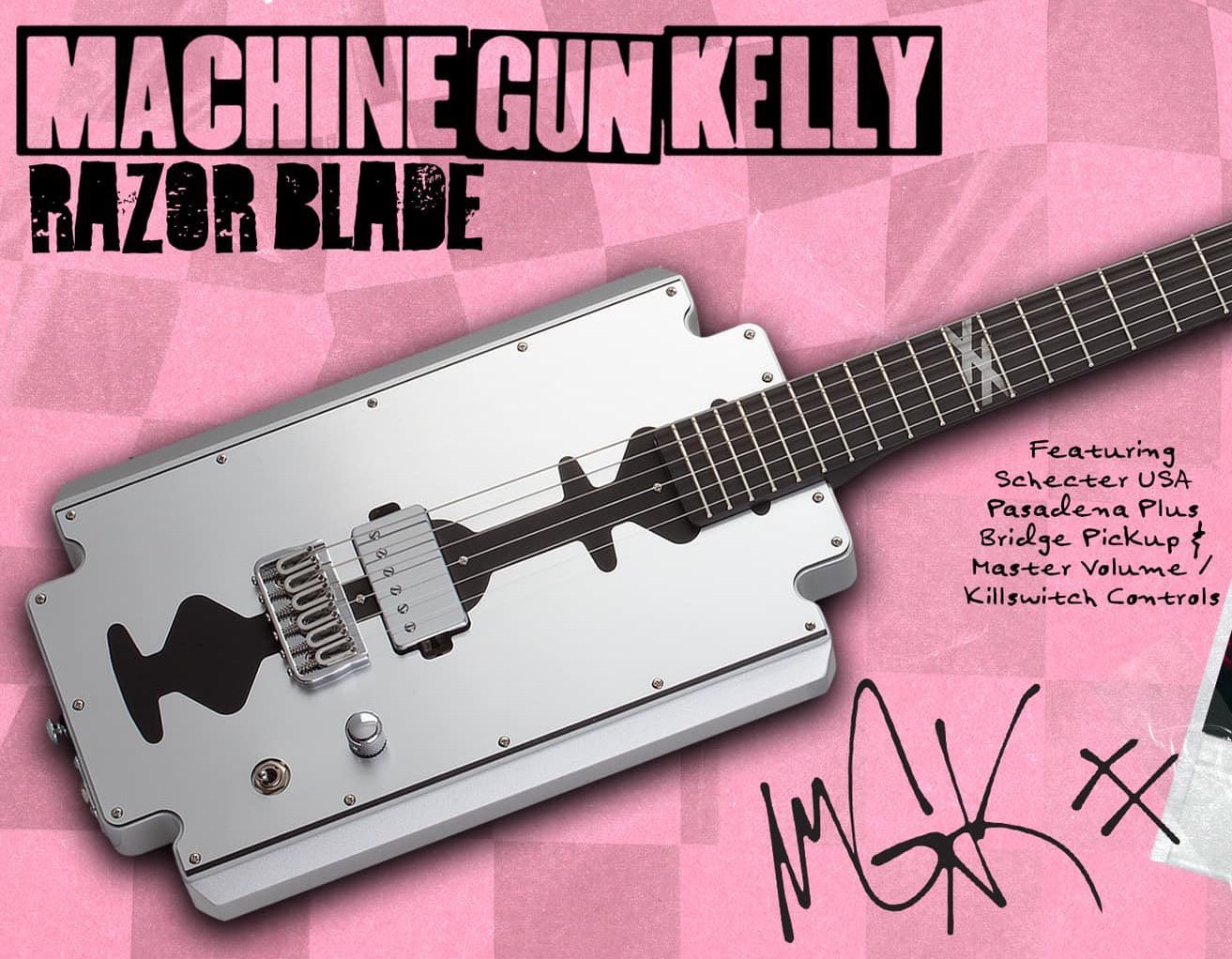 Schecter Machine Gun Kelly Razor Blade, una signature rectangular con ...